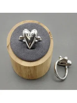 Кольцо сердце YES, 21*16 мм, родий купить по цене 495 руб